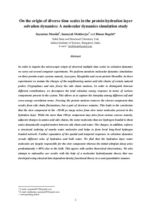 (PDF) Origin of diverse time scales in the protein hydration layer ...