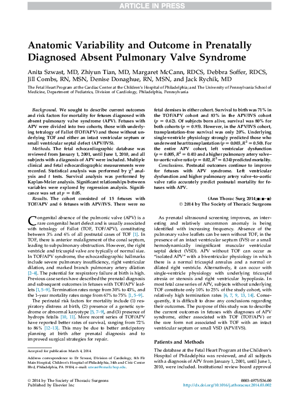 (PDF) Anatomic Variability and Outcome in Prenatally Diagnosed Absent ...
