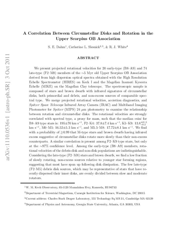 (PDF) Rotation and Circumstellar Disks in Upper Scorpius