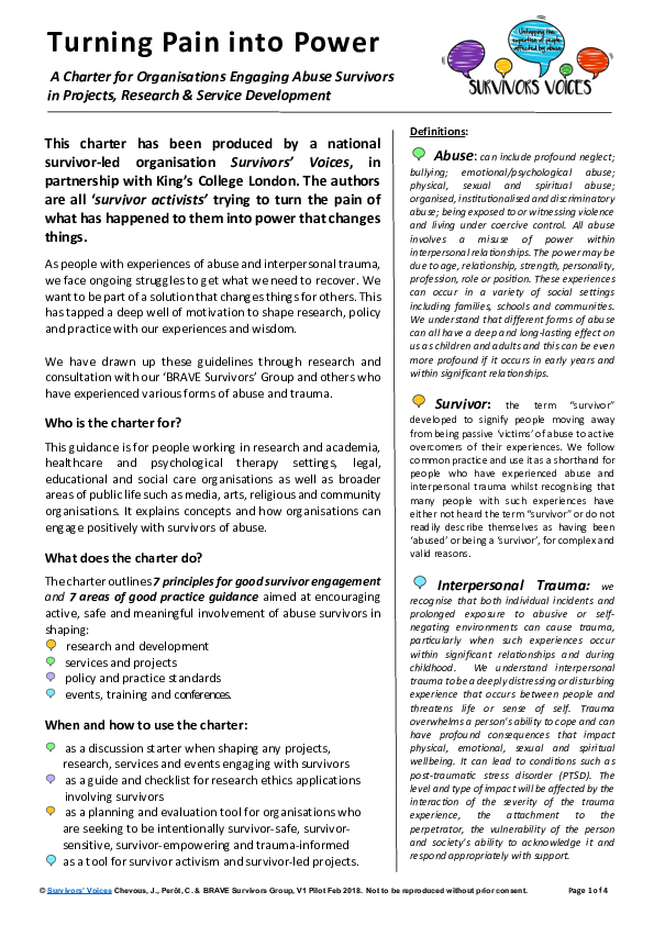 (PDF) Turning Pain into Power: Survivors' Charter