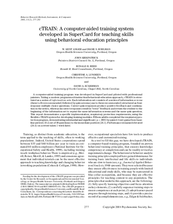 (PDF) cTRAIN: A computer-aided training system developed in SuperCard ...