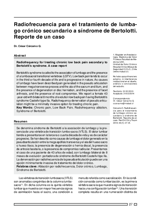(PDF) Radiofrecuencia para el tratamiento de lumbago crónico secundario ...
