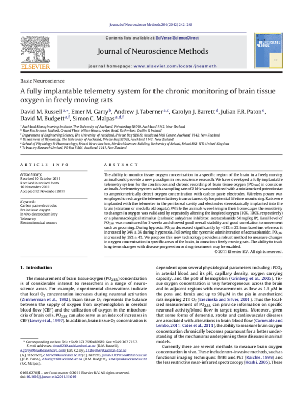 (PDF) A fully implantable telemetry system for the chronic monitoring ...