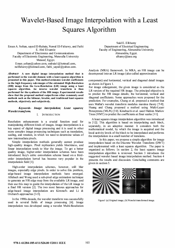 (PDF) Wavelet-based image interpolation with a least squares algorithm