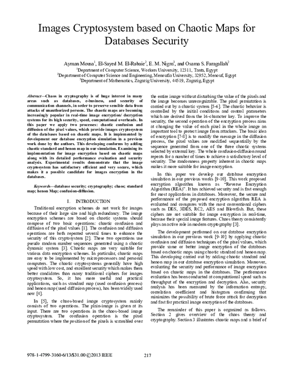 (PDF) Images cryptosystem based on chaotic maps for databases security