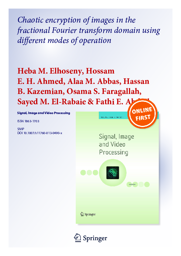 Pdf Chaotic Encryption Of Images In The Fractional Fourier Transform Domain Using Different