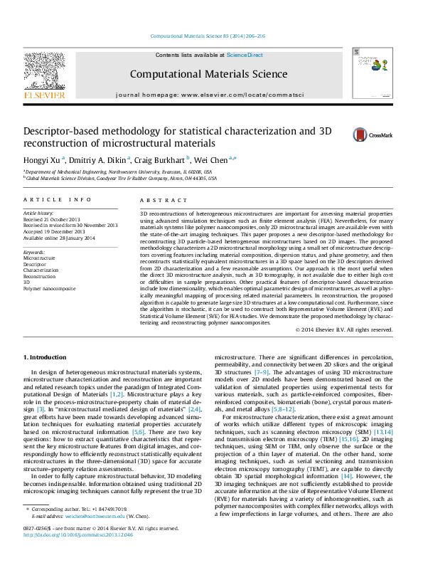 Pdf Descriptor Based Methodology For Statistical Characterization And 3d Reconstruction Of