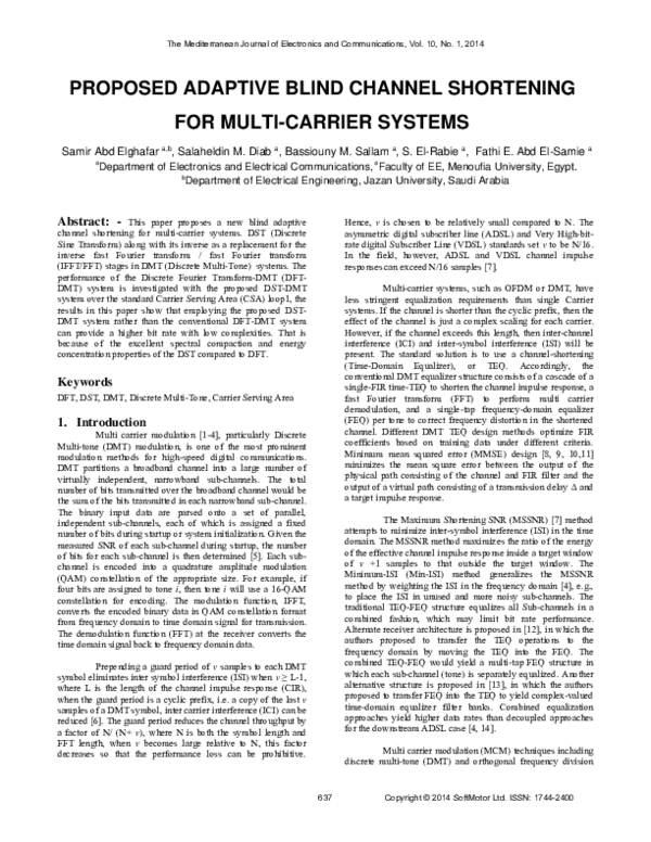 (PDF) Proposed Adaptive Blind Channel Shortening for Multi-Carrier Systems