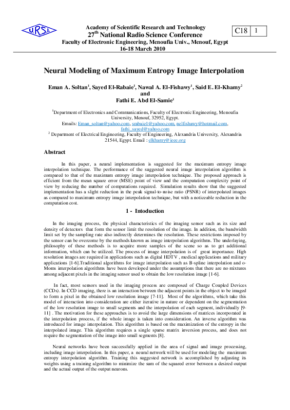 (PDF) Neural Modeling of Maximum Entropy Image Interpolation | el-sayed el-rabaie - Academia.edu