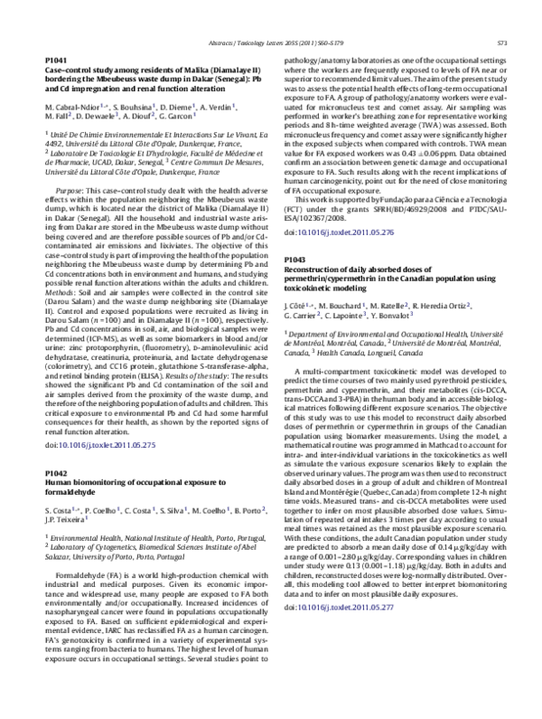 (PDF) Human biomonitoring of occupational exposure to formaldehyde