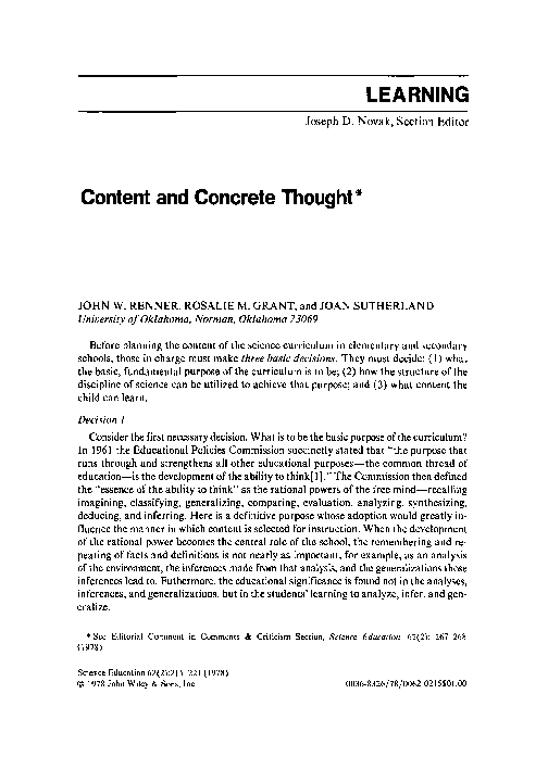 (PDF) Content and concrete thought | Rosalie Grant - Academia.edu