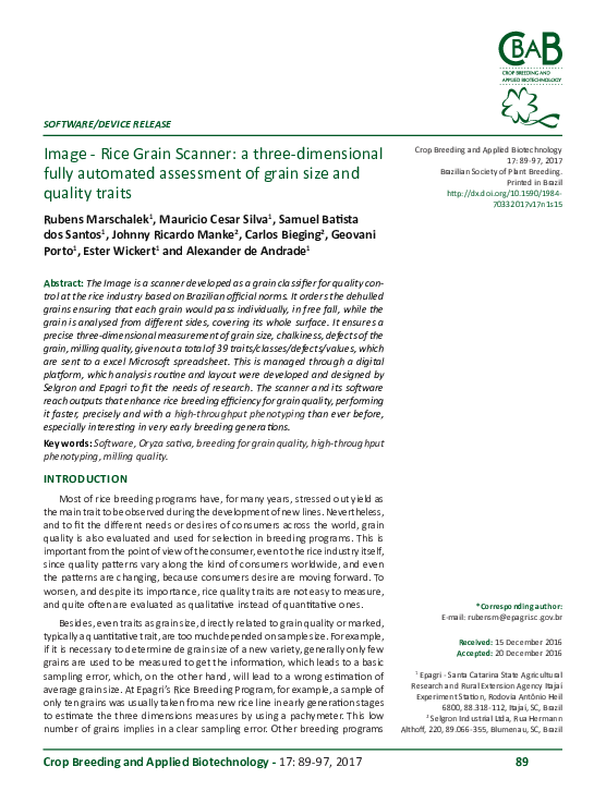 (PDF) Image - Rice Grain Scanner: a three-dimensional fully automated ...