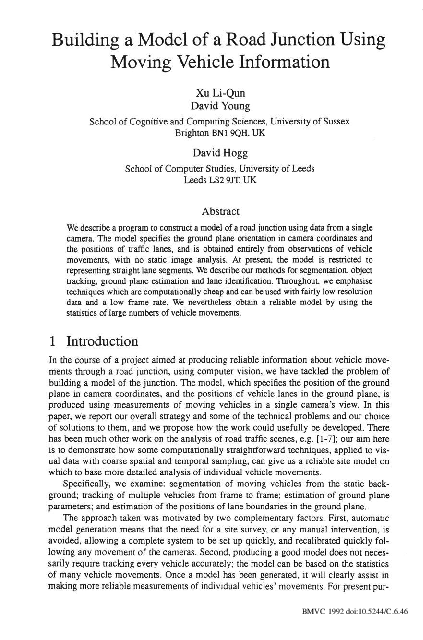 (PDF) Building a Model of a Road Junction Using Moving Vehicle Information