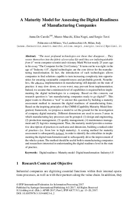 (PDF) A Maturity Model for Assessing the Digital Readiness of ...