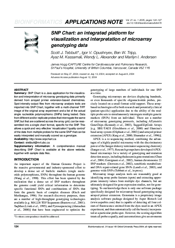 (PDF) SNP Chart: an integrated platform for visualization and interpretation of microarray ...