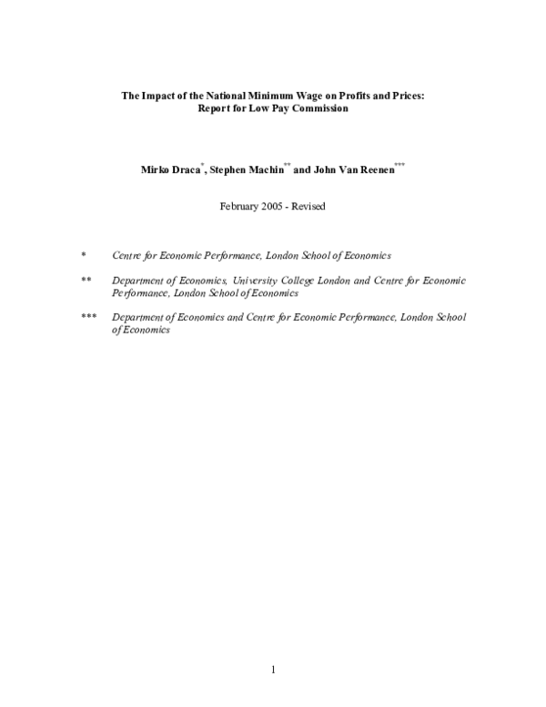(PDF) The impact of the national minimum wage on profits and prices ...