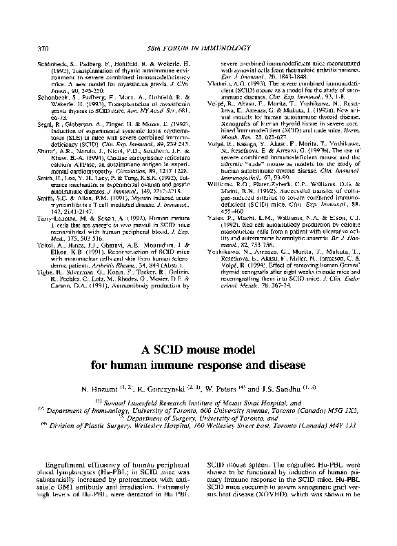 (PDF) A SCID mouse model for human immune response and disease