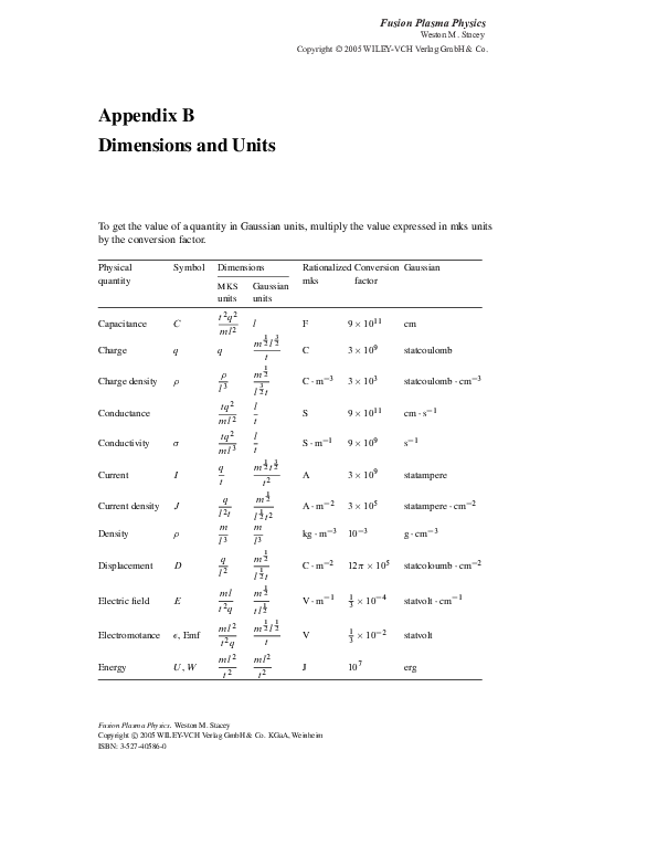 (PDF) Appendix B: Dimensions and Units