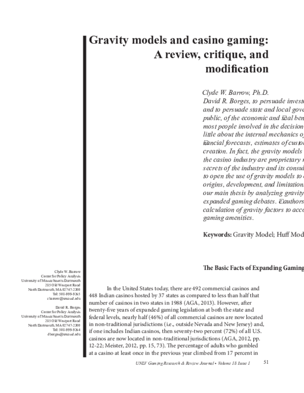 (PDF) Gravity models and casino gaming: A review, critique, and ...