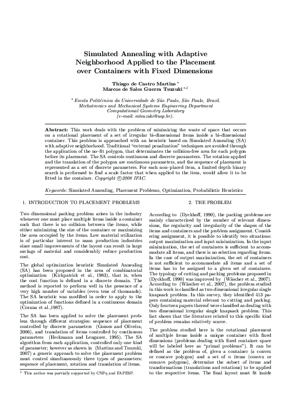 (PDF) Simulated annealing with adaptive neighborhood applied tothe placement over containers ...