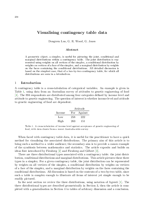 (PDF) Visualising contingency table data