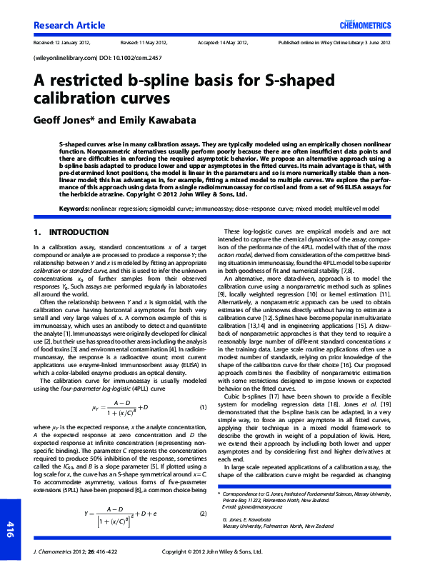 (PDF) A restricted b-spline basis for S-shaped calibration curves
