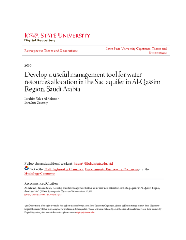 (PDF) Develop a useful management tool for water resources allocation ...