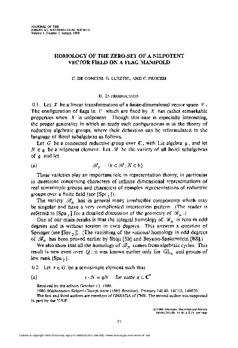 (PDF) Homology of the zero-set of a nilpotent vector field on a flag ...