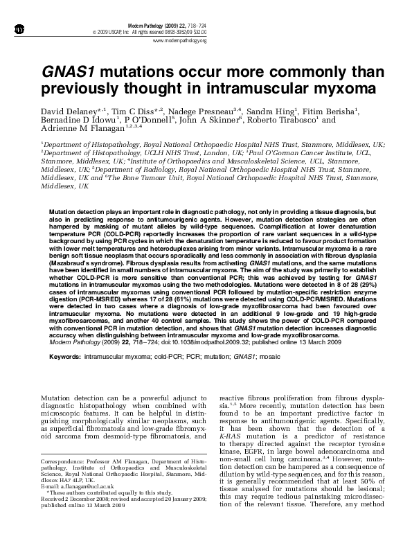 (PDF) GNAS1 mutations occur more commonly than previously thought in ...