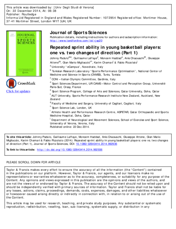 (PDF) Repeated sprint ability in young basketball players: one vs. two ...
