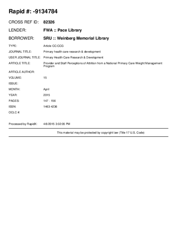 (PDF) Provider and staff perceptions of veterans’ attrition from a ...