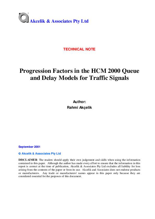 (PDF) Progression Factors in the HCM 2000 Queue and Delay Models for ...