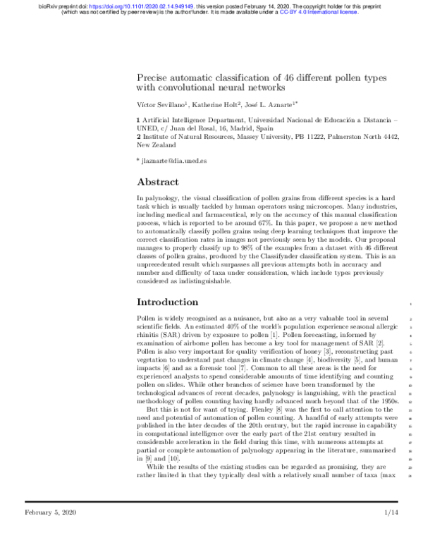 (PDF) Precise automatic classification of 46 different pollen types with convolutional neural ...