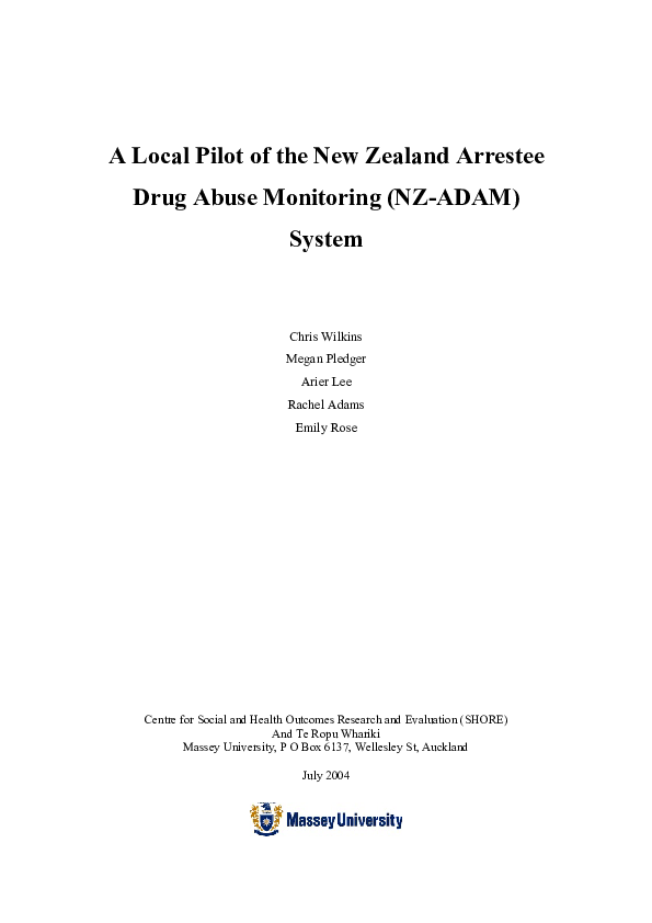 (PDF) A Local Pilot of the New Zealand Arrestee Drug Abuse Monitoring ...