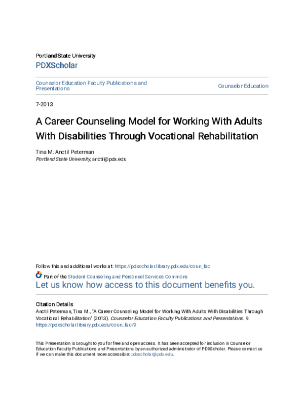 (PDF) A Career Counseling Model for Working With Adults With ...