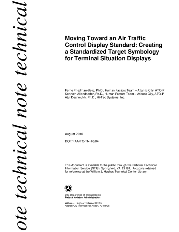 (PDF) Moving Toward an Air Traffic Control Display Standard: Creating a ...