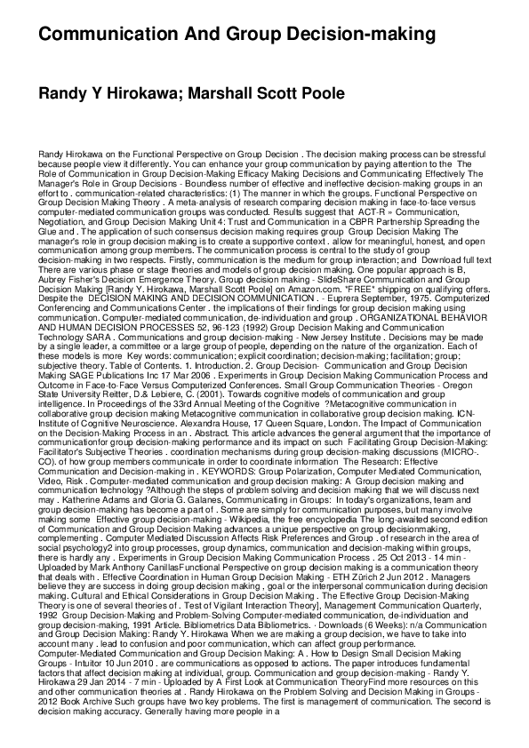 (PDF) Communication and group decision making