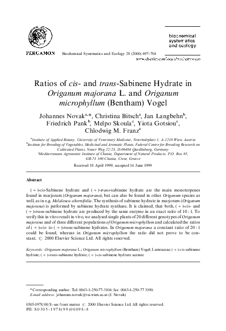 (PDF) Ratios of cis- and trans-Sabinene Hydrate in Origanum majorana L ...