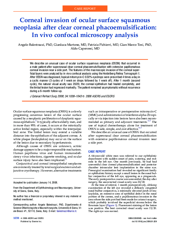 (PDF) Corneal invasion of ocular surface squamous neoplasia after clear corneal ...