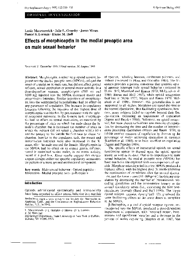 (PDF) Effects of morphiceptin in the medial preoptic area on male ...