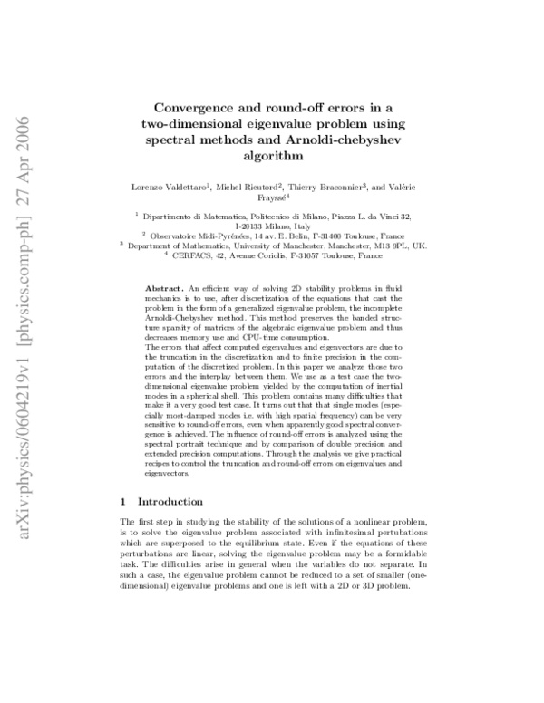 (PDF) Convergence and round-off errors in a two-dimensional eigenvalue ...