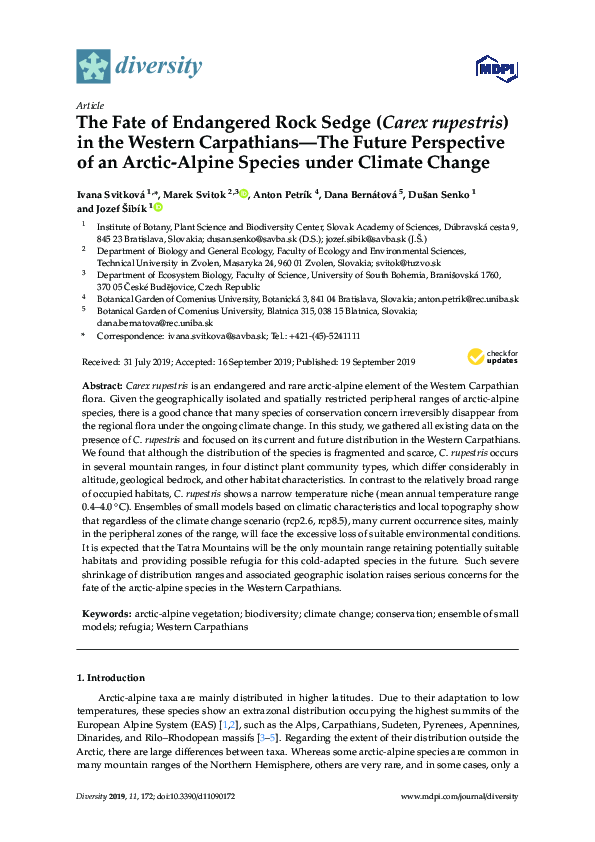 (PDF) The Fate of Endangered Rock Sedge (Carex rupestris) in the ...