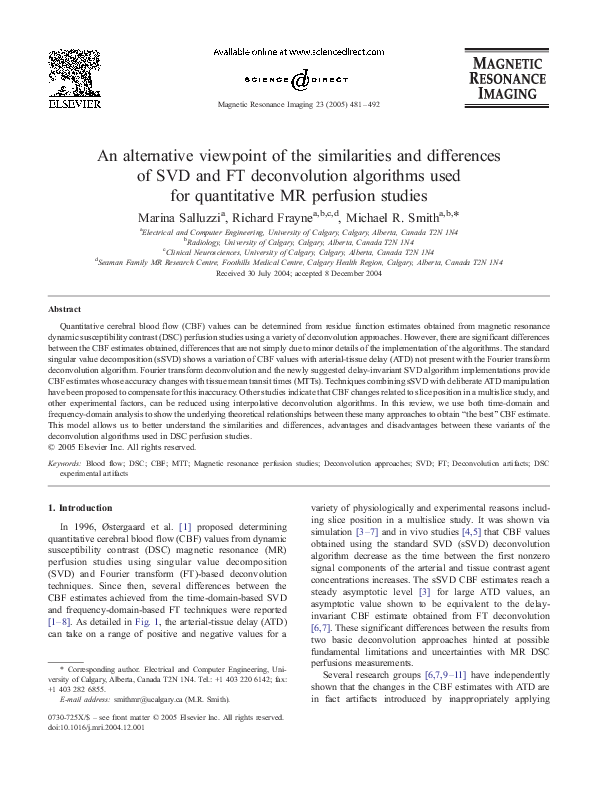 (PDF) An alternative viewpoint of the similarities and differences of SVD and FT deconvolution ...