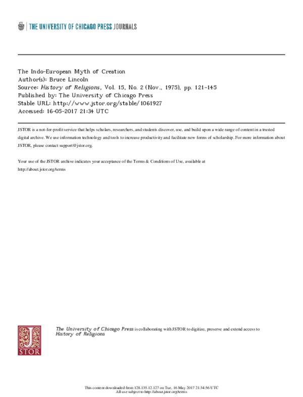 (PDF) The Indo-European Myth of Creation