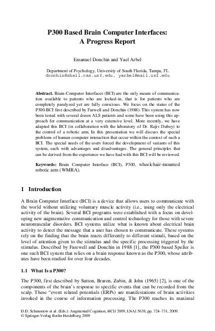 (PDF) P300 Based Brain Computer Interfaces: A Progress Report