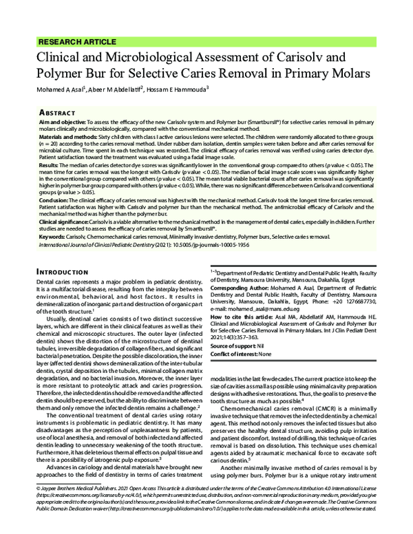 (PDF) Clinical and Microbiological Assessment of Carisolv and Polymer ...
