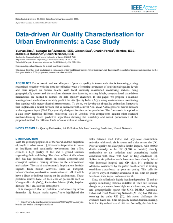 (PDF) Data-driven Air Quality Characterisation for Urban Environments ...