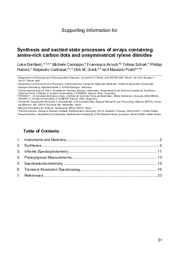 (PDF) Synthesis And Excited State Processes of Arrays Containing Amine ...