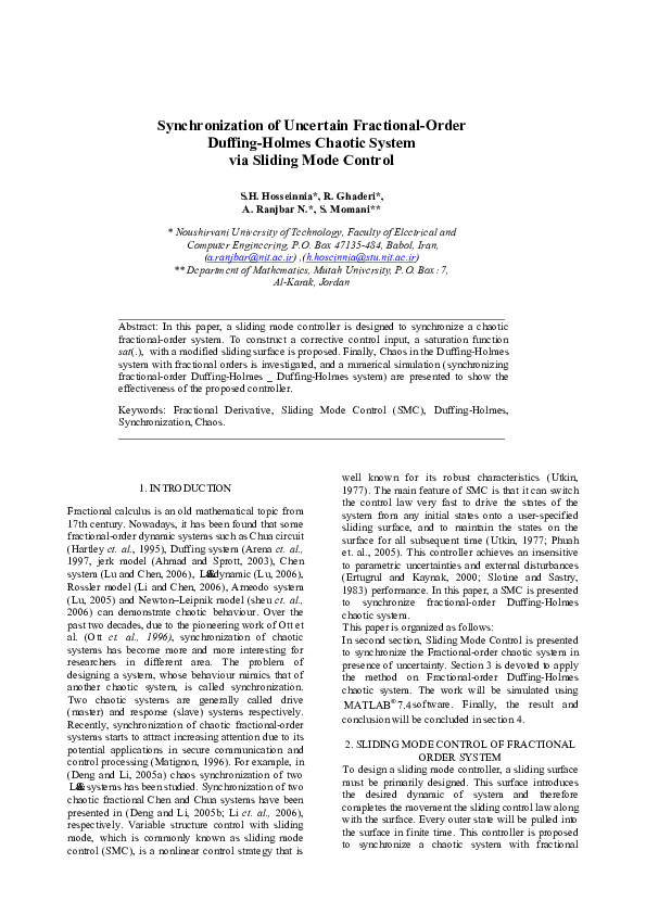(PDF) Synchronization of an Uncertain Fractional-Order Chaotic System ...