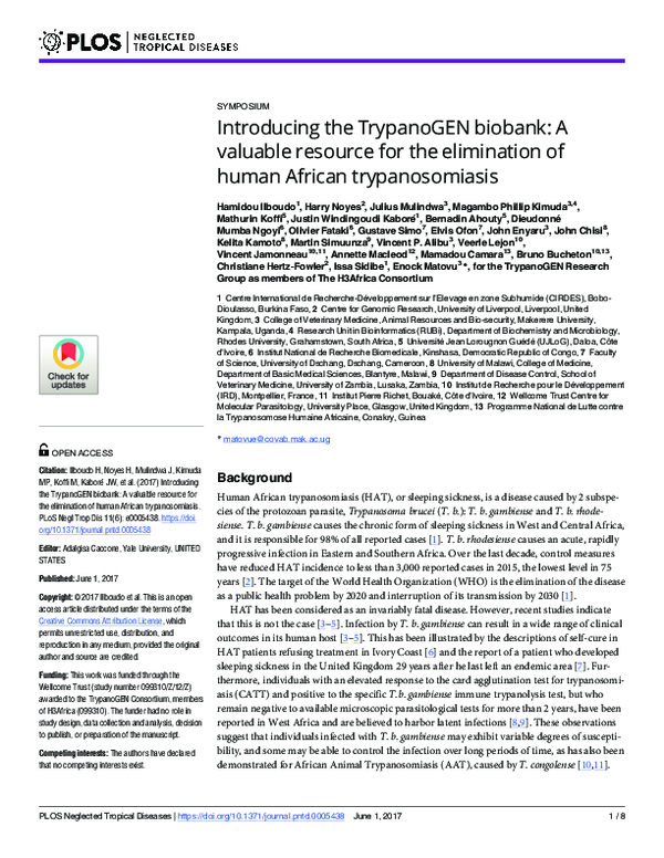 (PDF) Introducing the TrypanoGEN biobank: A valuable resource for the ...